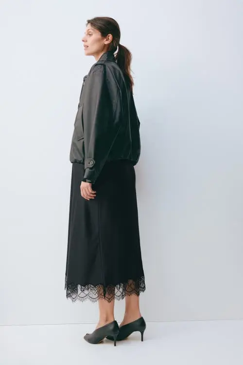 H&m Mama Lace-trimmed Satin Skirt