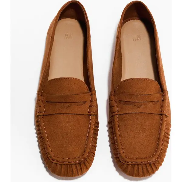 H&m Suede Finish Loafers With Penny Keeper Detail - Brown