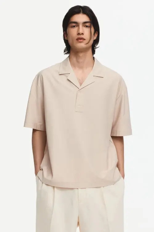 H&m Loose Fit Polo Shirt - Beige