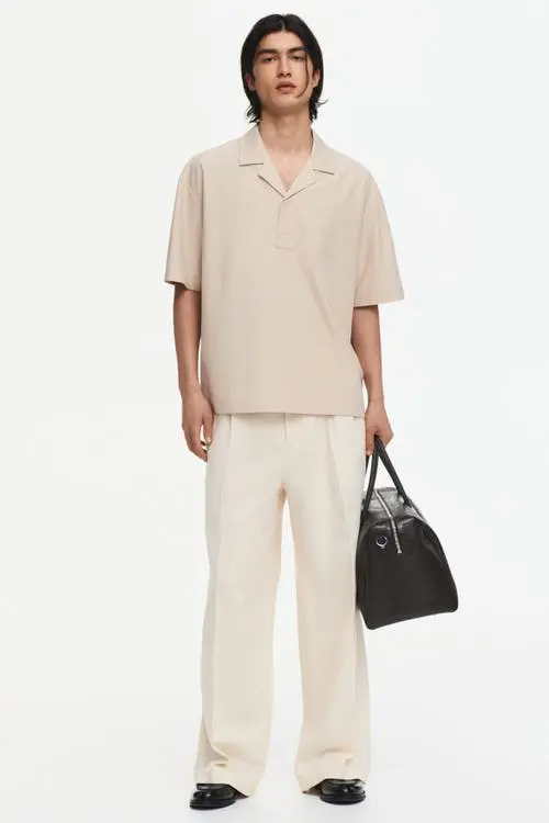 H&m Loose Fit Polo Shirt - Beige
