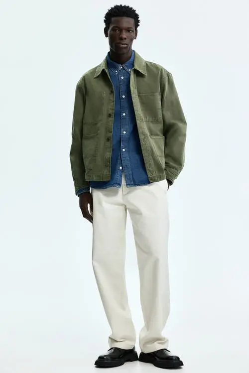 H&m Oversized Fit Denim Shirt - Denim Blue