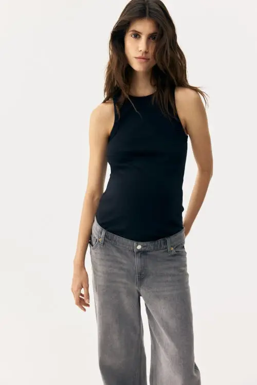 H&m Mama Ribbed Vest Top - Black