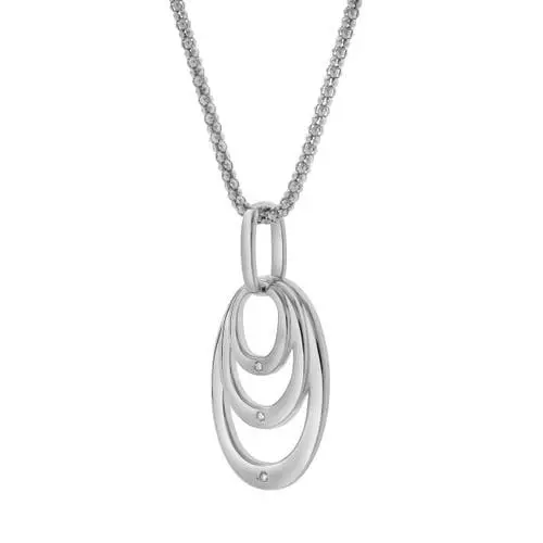LUVMYJEWELRY Seraphina Sterling Silver Layered Oval Pendant With Diamond Accent - 925 Sterling Silver