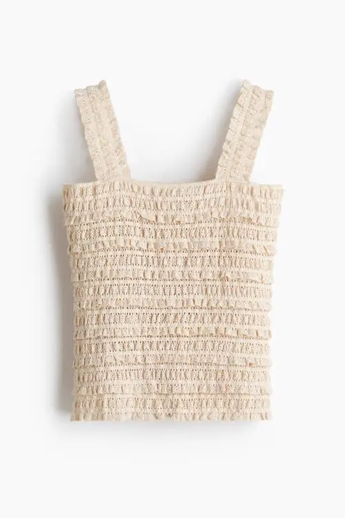 H&m Lace Jersey Sleeveless Top With Frill Trims