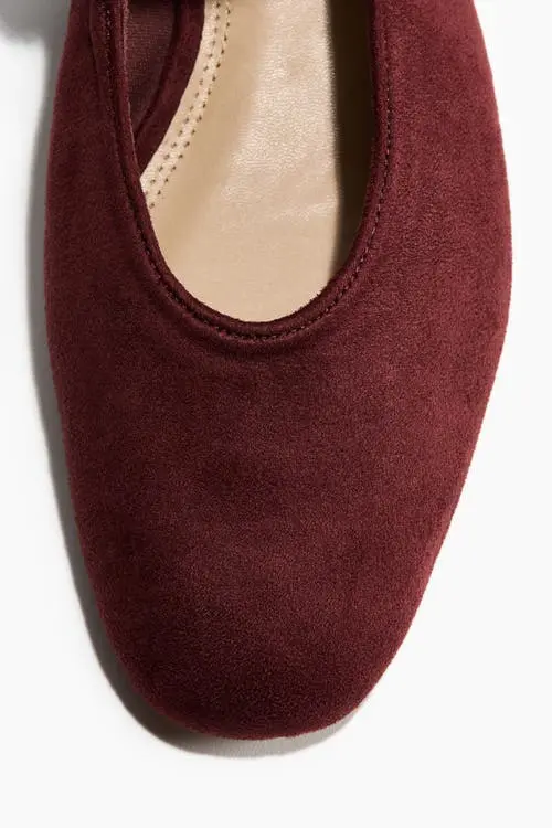 H&m Mary Jane Ballet Flats With Braided Strap - Burgundy