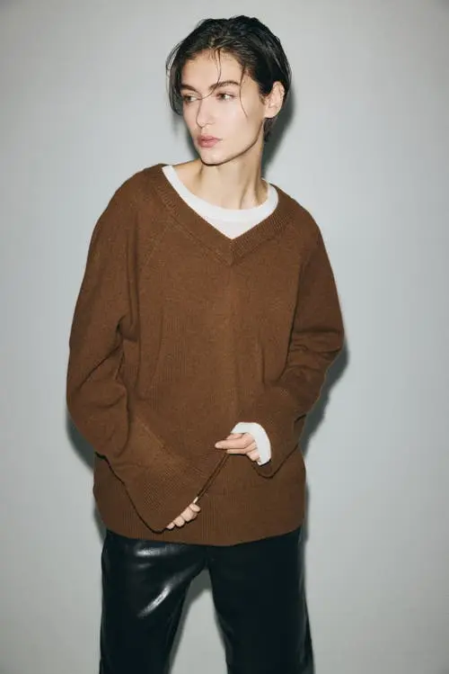 H&m Oversized Wool V-neck Jumper