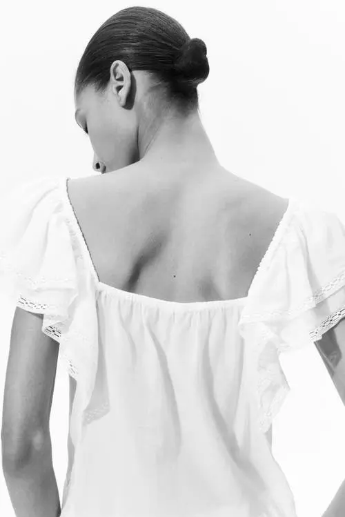 H&m Lace-trimmed Viscose & Cotton Blend Blouse