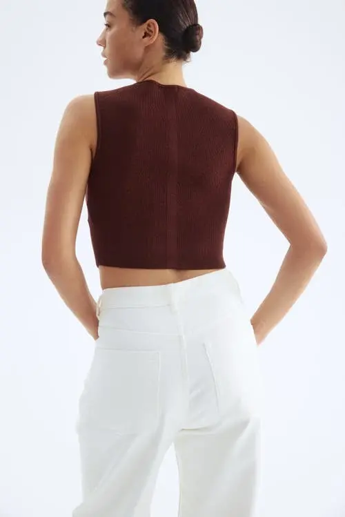 H&m Knitted Vest Top With Cutout Detail