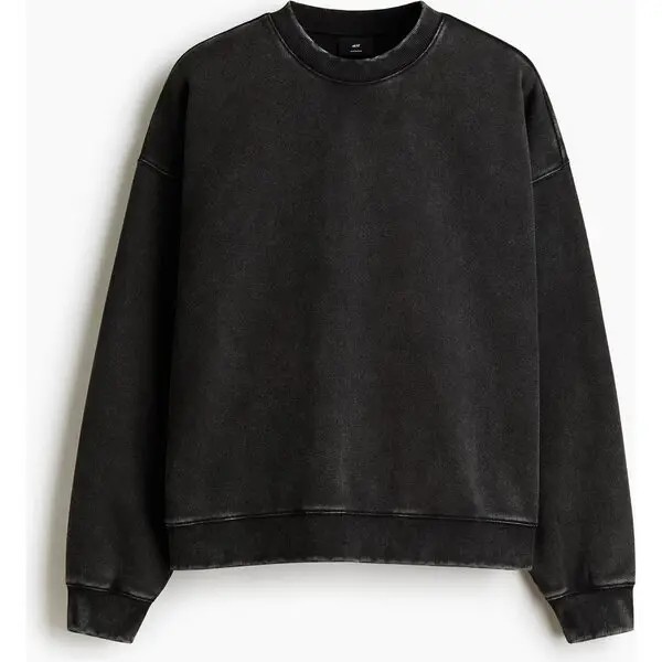 H&m Washed-look Oversized Fit Sweatshirt - Black