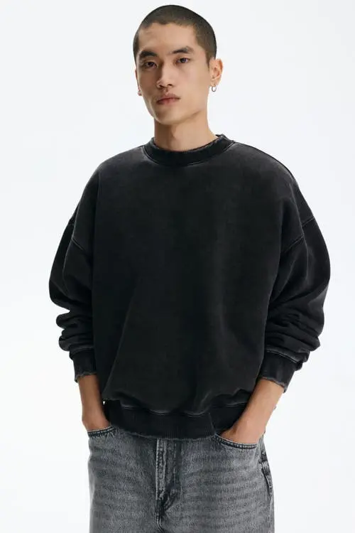H&m Washed-look Oversized Fit Sweatshirt - Black