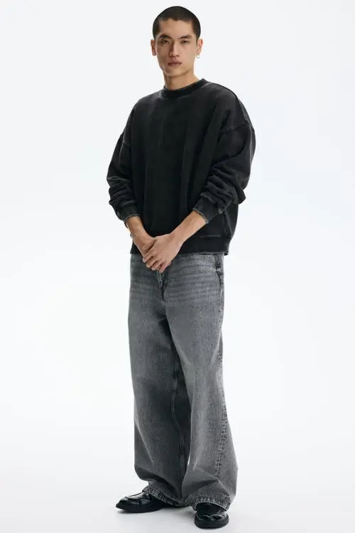 H&m Washed-look Oversized Fit Sweatshirt - Black