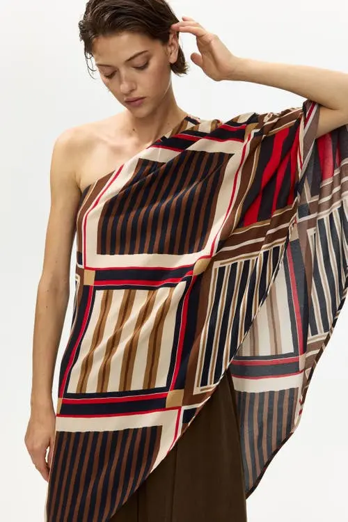H&m One-shoulder Cape Sleeve Satin Top