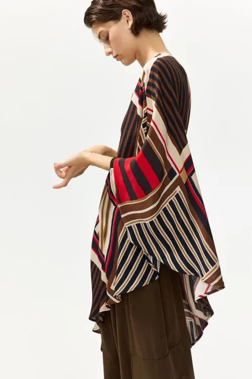 H&m One-shoulder Cape Sleeve Satin Top