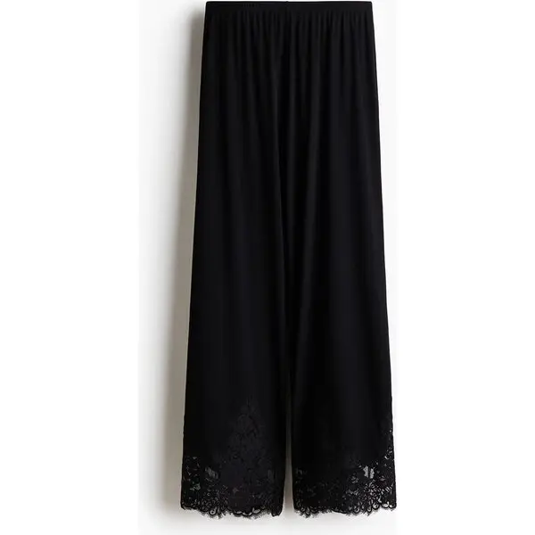 H&m Lace-trimmed Pyjama Bottoms - Black