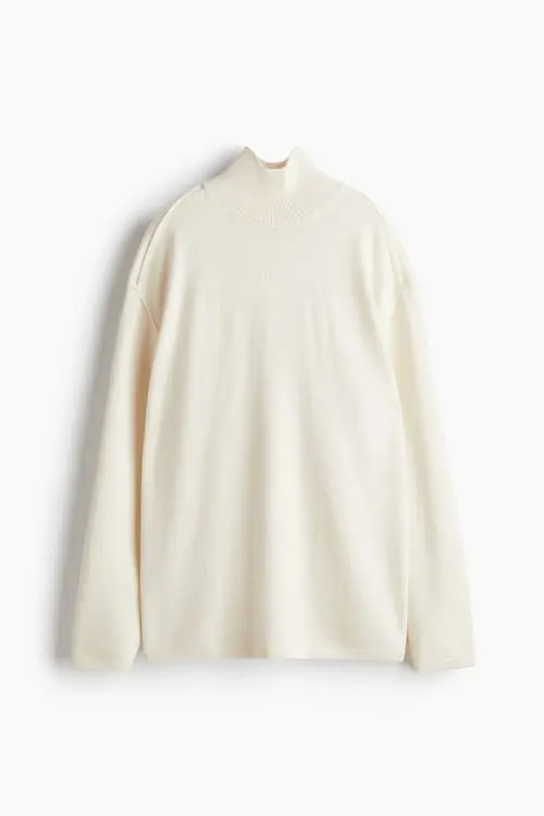 H&m Merino Wool Ribbed Turtleneck Jumper