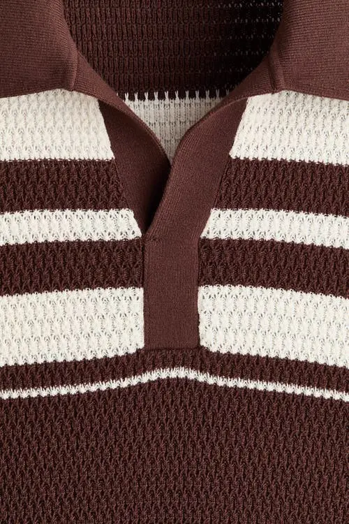 H&M Regular Fit Pointelle-knit Polo Shirt