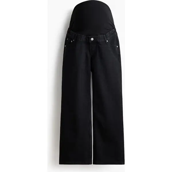 H&m Mama Straight Ankle Jeans - Black