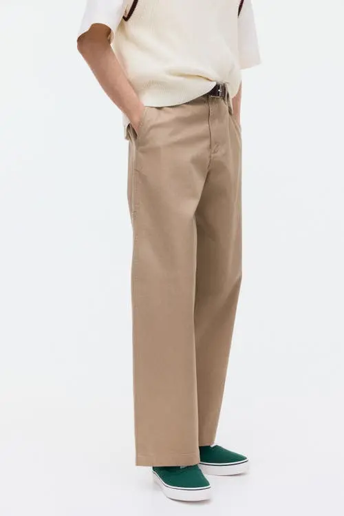 H&m Loose Fit Cotton Twill Chinos - Beige