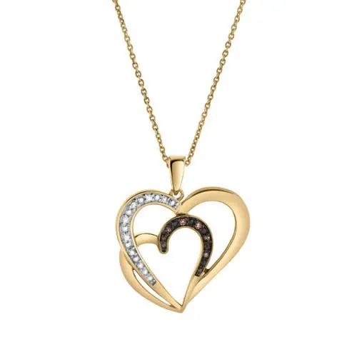 LUVMYJEWELRY Marielle Sterling Silver Diamond Heart Pendant - Yellow Rhodium Sterling Silver