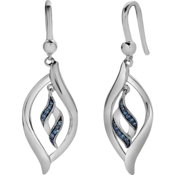 LUVMYJEWELRY Aurelia Sterling Silver 0.10 Ct Diamond Dangle Earrings - 925 Sterling Silver