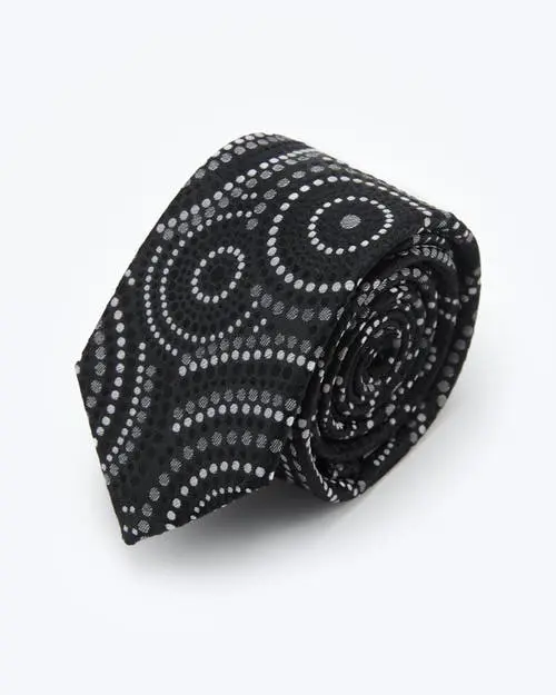 KNOTTERY & CO Halo Dots Silk Jacquard Tie - Black