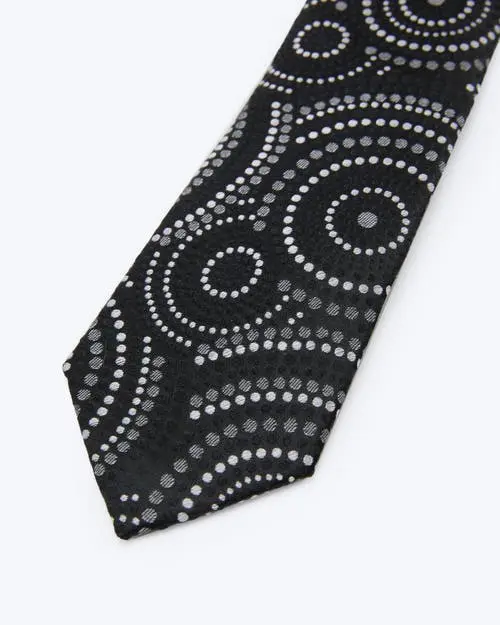 KNOTTERY & CO Halo Dots Silk Jacquard Tie - Black