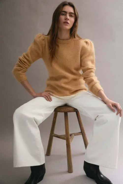 H&m Mohair Blend Puff Sleeve Jumper - Beige