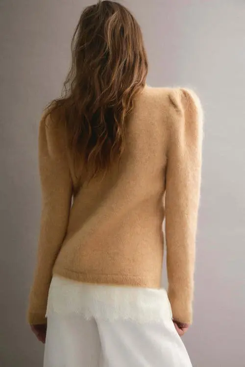 H&m Mohair Blend Puff Sleeve Jumper