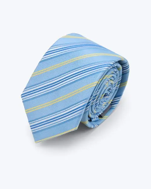 KNOTTERY & CO Regency Striped Silk Jacquard Tie - Sky Blue