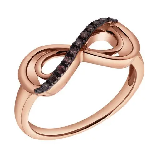 LUVMYJEWELRY Linora Sterling Silver 0.08 Ctw Natural Diamond Infinity Ring - Pink Rhodium Sterling Silver