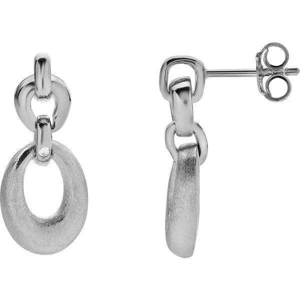 LUVMYJEWELRY Sterling Silver Diamond Oval Drop Earrings - 925 Sterling Silver