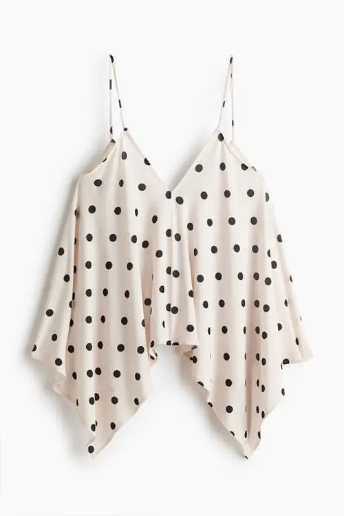 H&m Loose-fit Polka Dot V-neck Spaghetti Strap Top - White/polka Dot