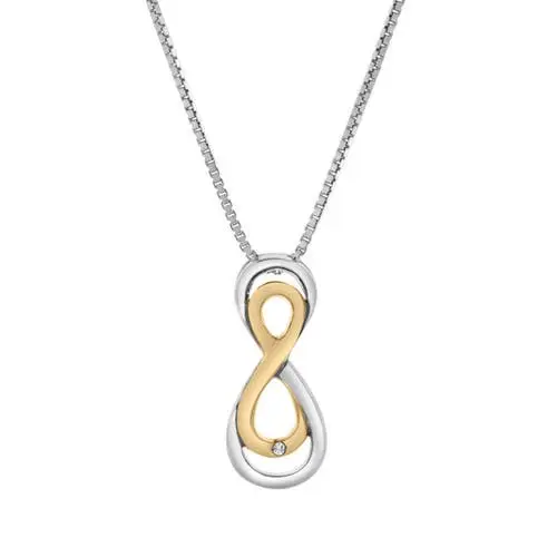 LUVMYJEWELRY Calirae Sterling Silver Two Tone Diamond Infinity Necklace - Two-tone Yellow&white Silver