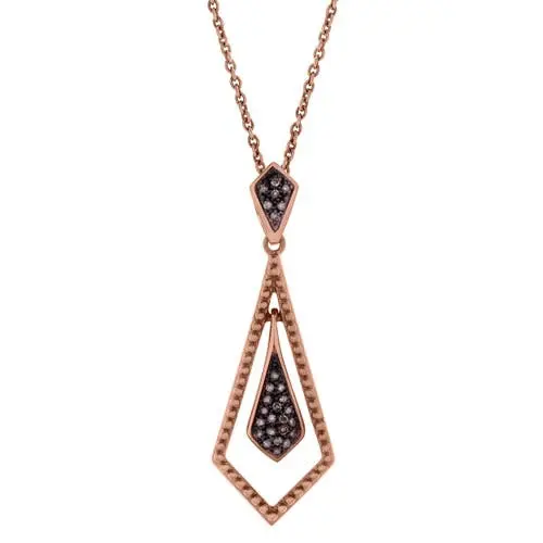 LUVMYJEWELRY Marisa Sterling Silver 0.10 Ctw Diamond Geometric Drop Pendant Necklace - Pink Rhodium Sterling Silver