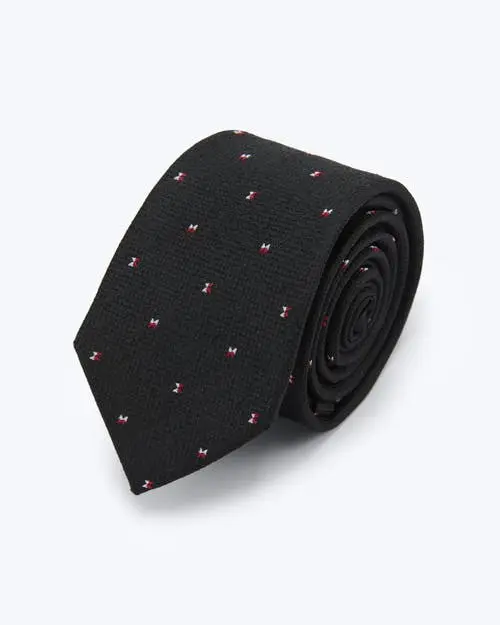 KNOTTERY & CO Twin Bows Silk Jacquard Neck Tie - Black