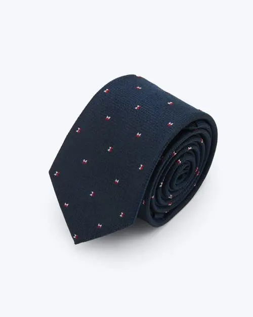 KNOTTERY & CO Twin Bows Silk Jacquard Neck Tie - Navy