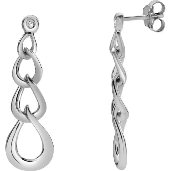 LUVMYJEWELRY Averelle Sterling Silver 0.02 Ct Diamond Linked Drop Earrings - 925 Sterling Silver