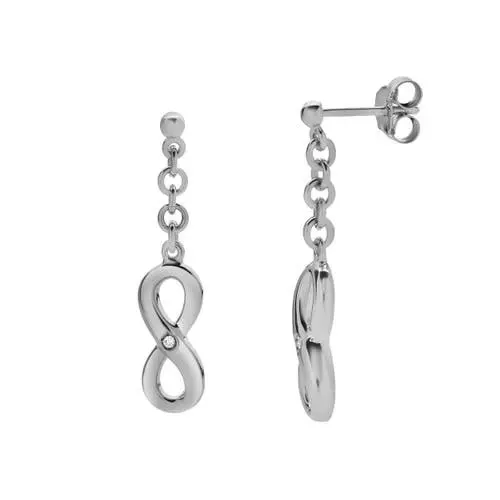 LUVMYJEWELRY Avelisse Sterling Silver 0.05 Ct Diamond Infinity Drop Earrings - 925 Sterling Silver