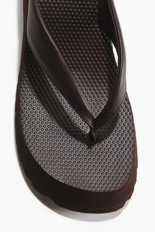 H&m Wedge-heeled Flip-flops With Embossed Footbed
