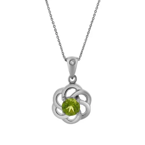 LUVMYJEWELRY Sarina Sterling Silver 0.01 Ct Diamond Floral Pendant Necklace - 925 Sterling Silver