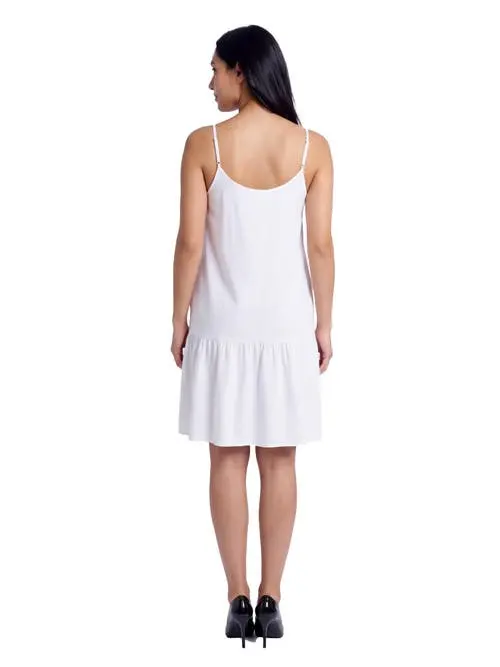 24SEVEN COMFORT APPAREL Maternity A-line Mini Dress With Spaghetti Straps And Pockets - White