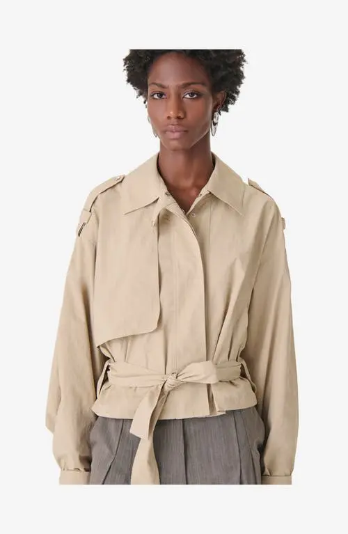 IRO PARIS Zynia Cropped Trench Jacket - Sea Shell