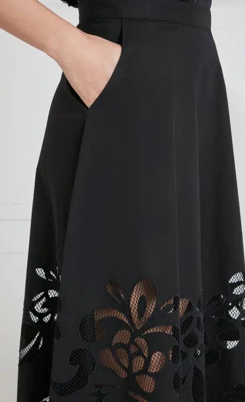 TEMPERLEY LONDON Nelle Broderie Anglaise Midi Skirt - Black
