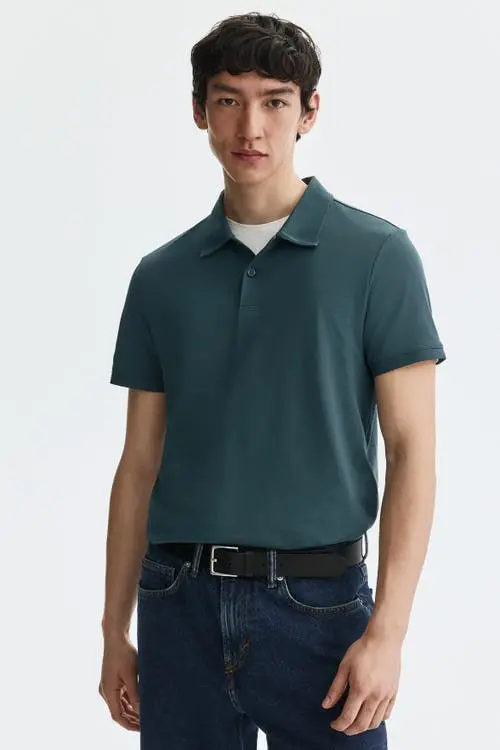 H&m Coolmax® Slim Fit Polo Shirt - Teal