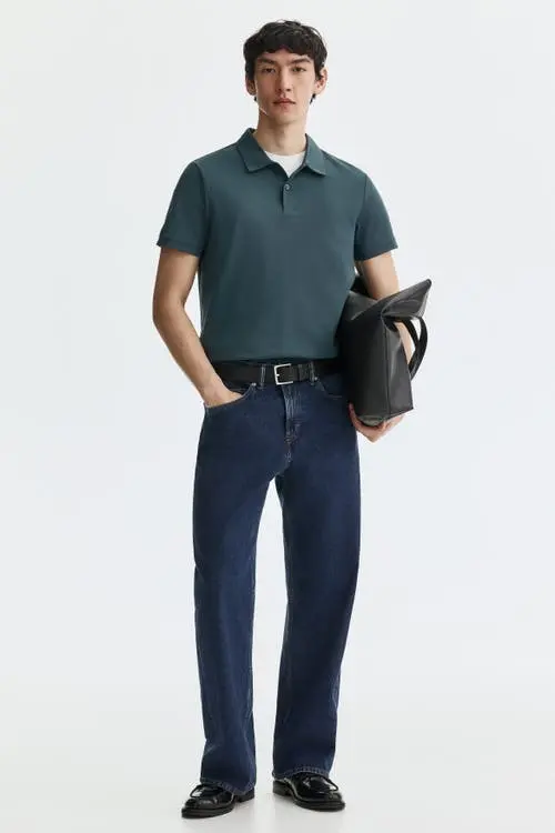 H&m Coolmax® Slim Fit Polo Shirt - Teal