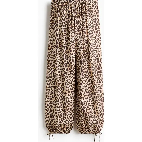 H&m Barrel-leg Trousers With Drawstring Hems