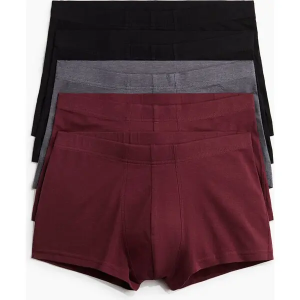 H&m 5-pack Stretch Cotton Boxer Shorts - Burgundy/gray/black