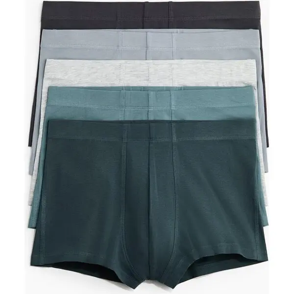 H&m 5-pack Stretch Cotton Boxer Shorts - Teal/dark Gray