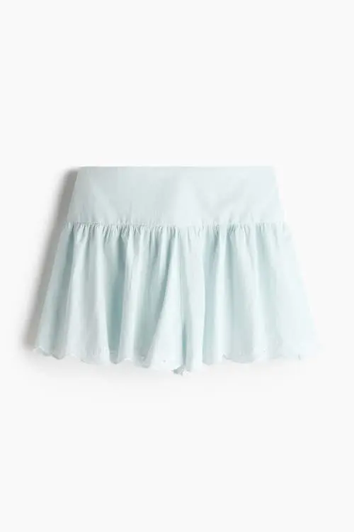 H&m Embroidered Linen-cotton Blend Shorts