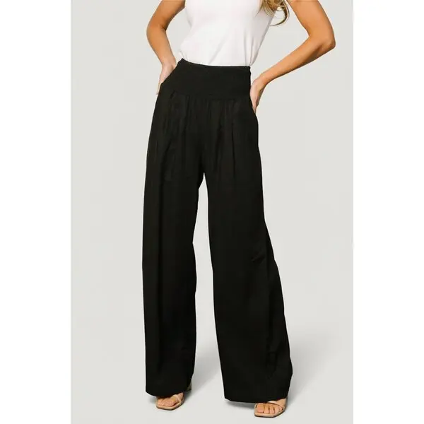 BALTIC BØRN Baltic Born Smocked Waist Wide Leg Pants - Black